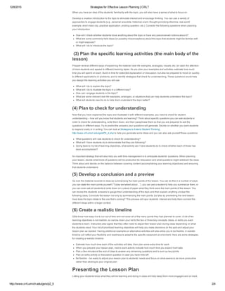 Strategies for effective lesson planning crlt | PDF