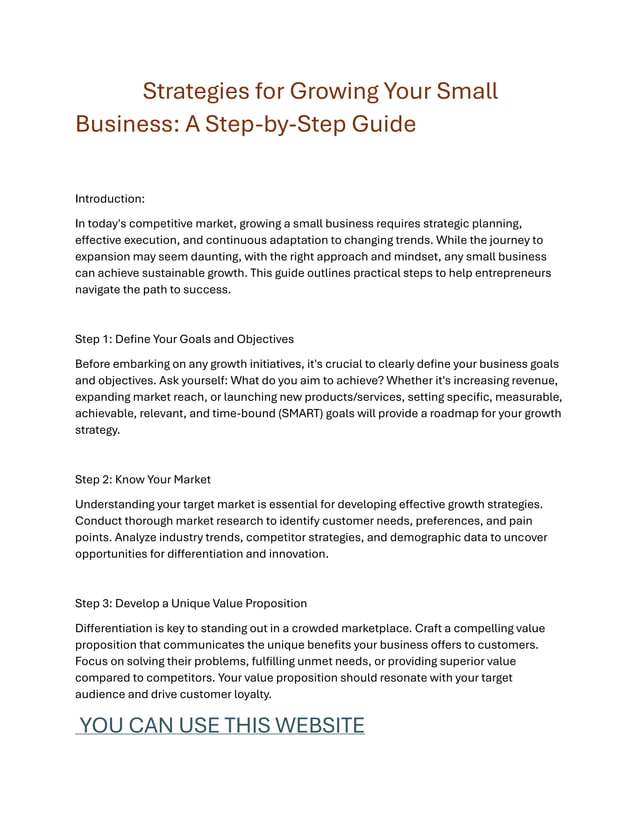 Strategies for Growing Your Small Business.pdf | Marketing and Advertising | Business