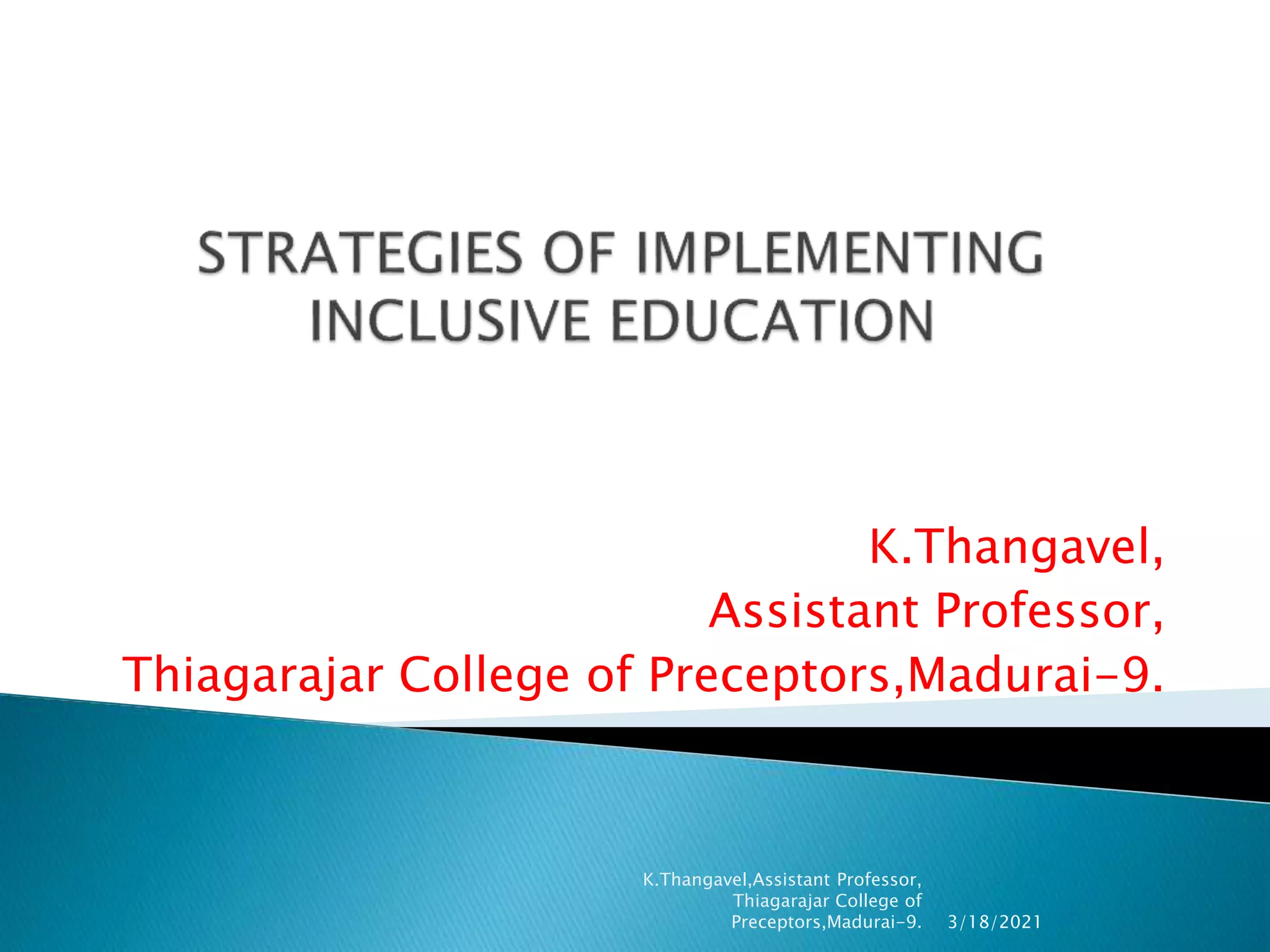 STRATEGIES FOR IMPLEMENTING INCLUSIVE EDUCATION | PPTX