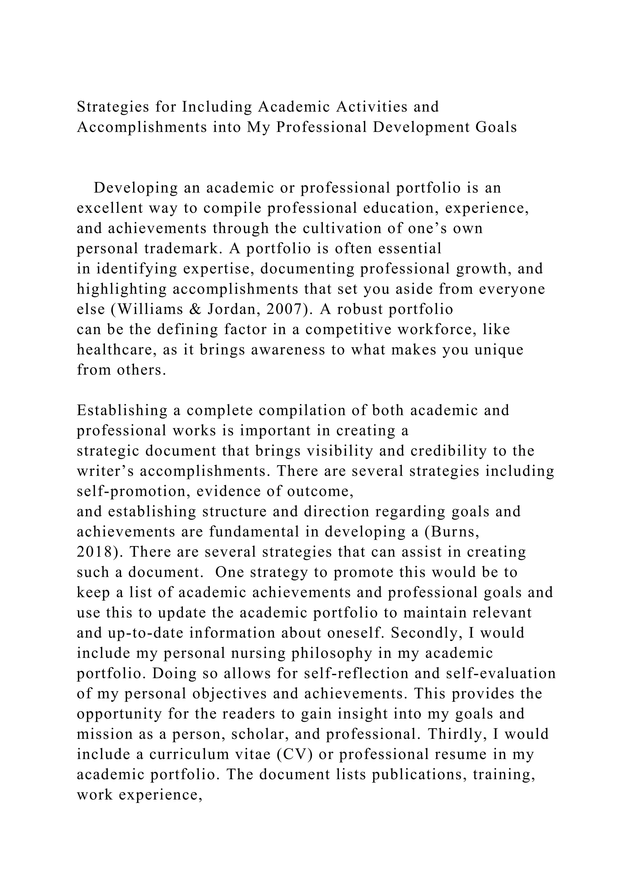 Strategies for Including Academic Activities and Accomplishments int.docx