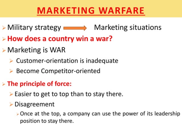 Strategies for marketing warfare | PPTX | Death, Injury, or Military Conflict | Sensitive Topics