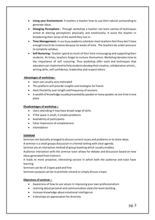 Strategies for professional development of teachers through workshop ...