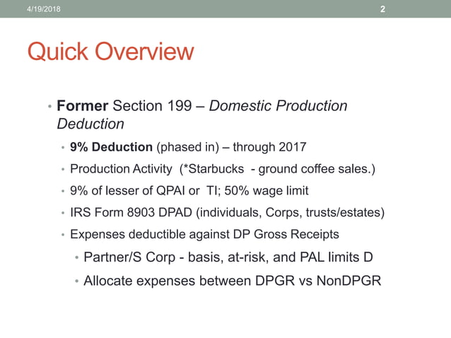 Tax Strategies Under the New Section 199A | PPT