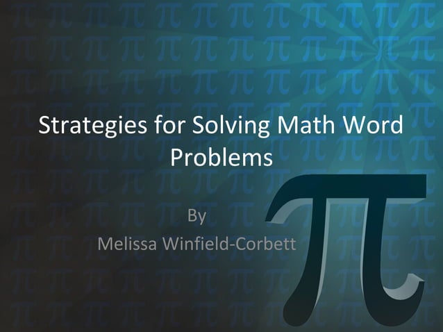 Strategies for solving math word problems | PPT | Education