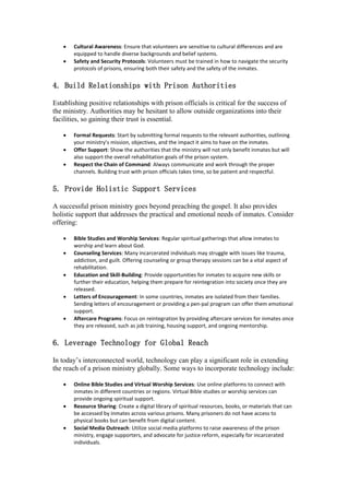 Strategies for Starting a Prison Ministry Across the Globe | PDF
