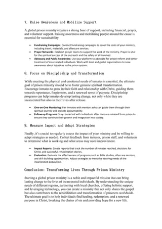 Strategies for Starting a Prison Ministry Across the Globe | PDF