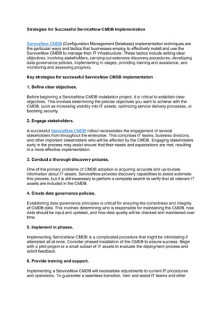 Strategies for Successful ServiceNow CMDB Implementation | PDF