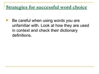 Strategies for successful word choice | PPT | Educational Assessment ...