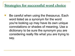 Strategies for successful word choice | PPT | Educational Assessment ...