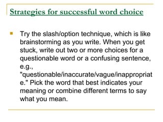 Strategies for successful word choice | PPT | Educational Assessment ...