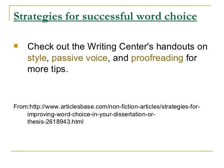 Strategies for successful word choice