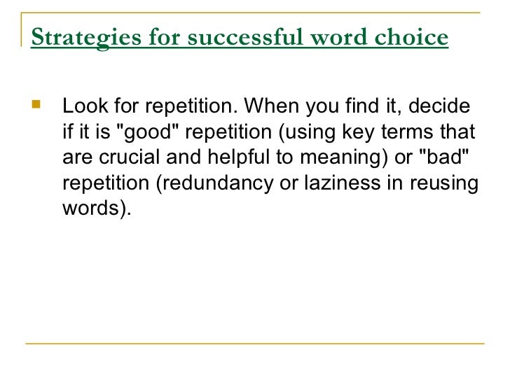 Strategies for successful word choice