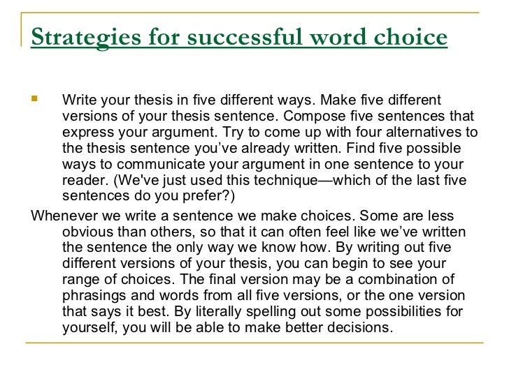 Strategies for successful word choice