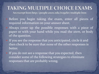 Strategies For Success: How to Approach Multiple-Choice Test | PPTX