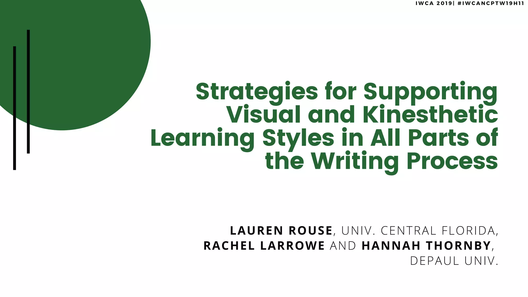 Strategies for supporting visual and kinesthetic learning styles in all ...