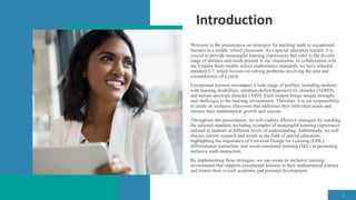 Strategies for Teaching Math to Exceptional Learners in Middle School.pptx | Special Education ...
