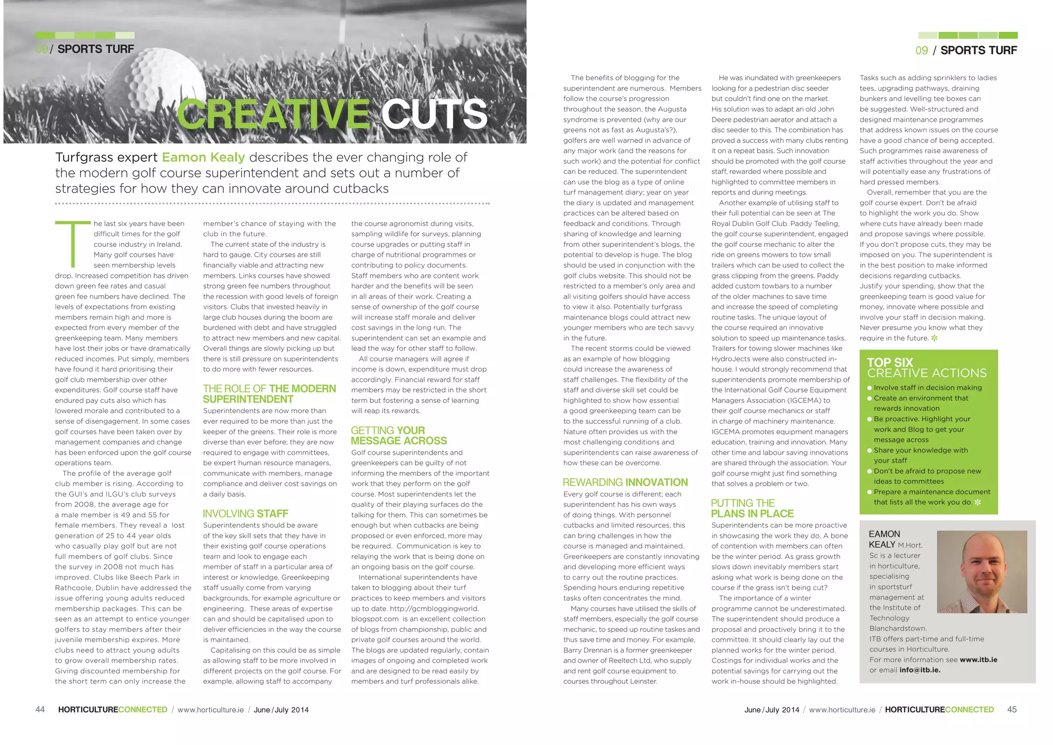 Creative Cuts - Tips for the Modern Golf Course Superintendent | PDF