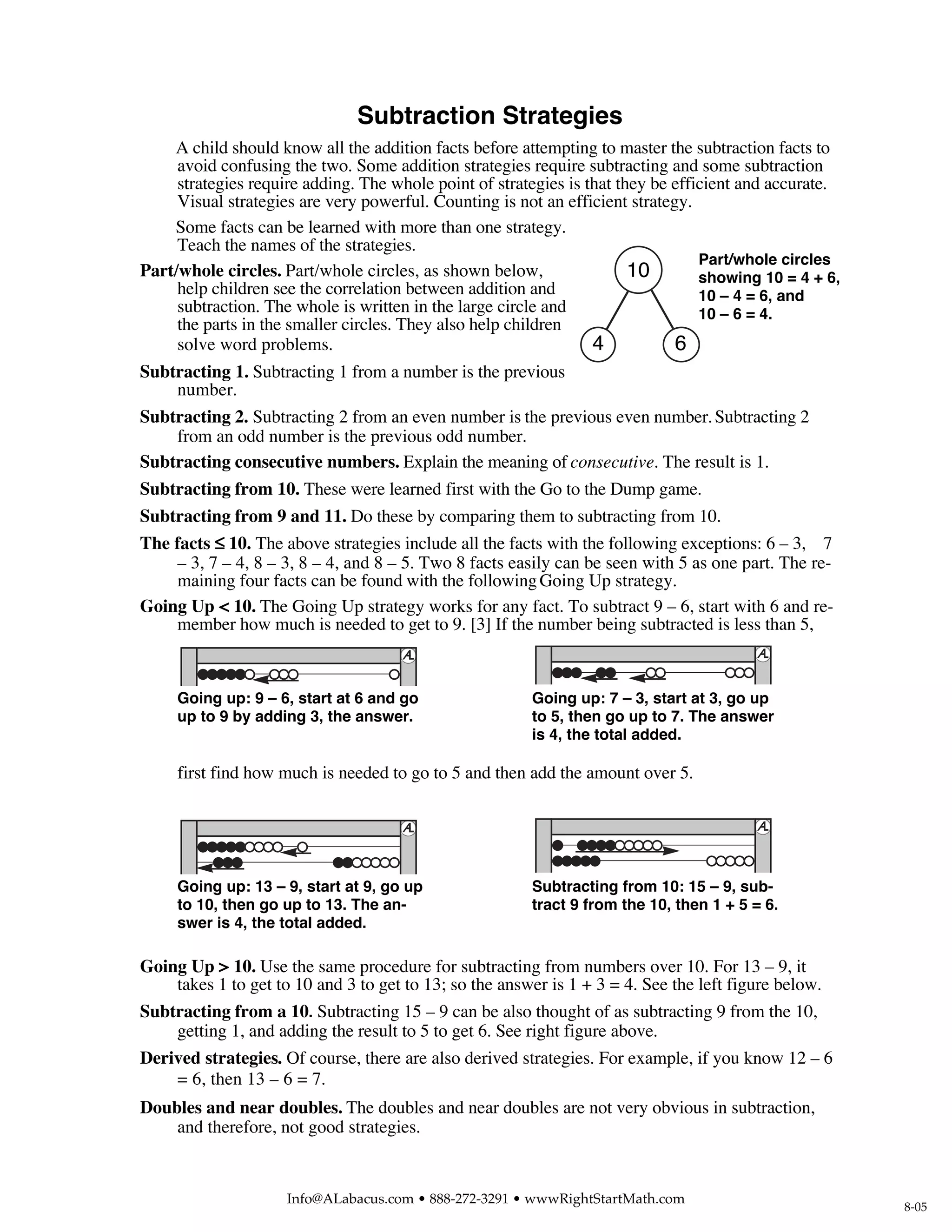 RightStart™ Mathematics Strategies Handout | PDF