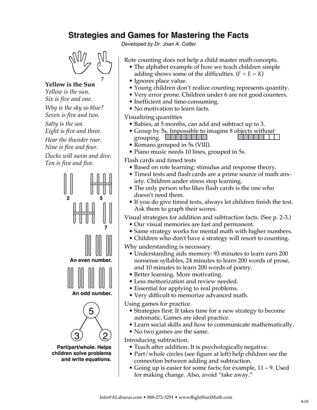 RightStart™ Mathematics Strategies Handout | PDF