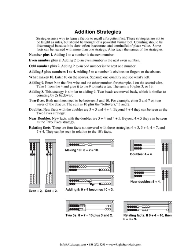 RightStart™ Mathematics Strategies Handout | PDF