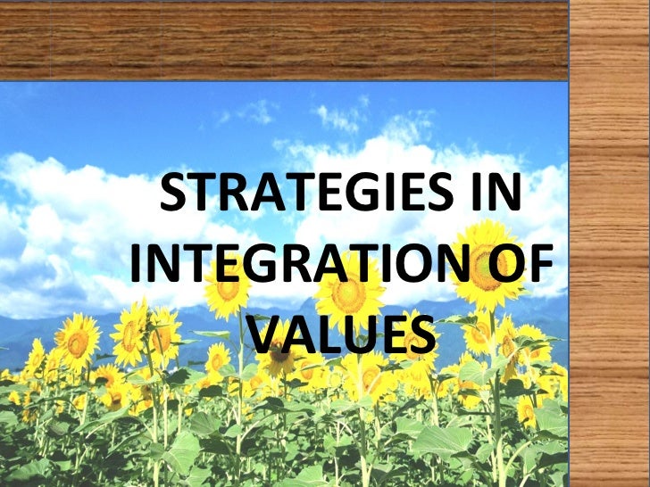 Strategies In Integration Of Values Strategies In Integration Of Values