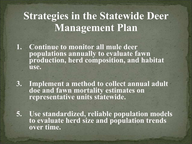 Strategies in the Statewide Deer Management Plan, April 2011 | PPT