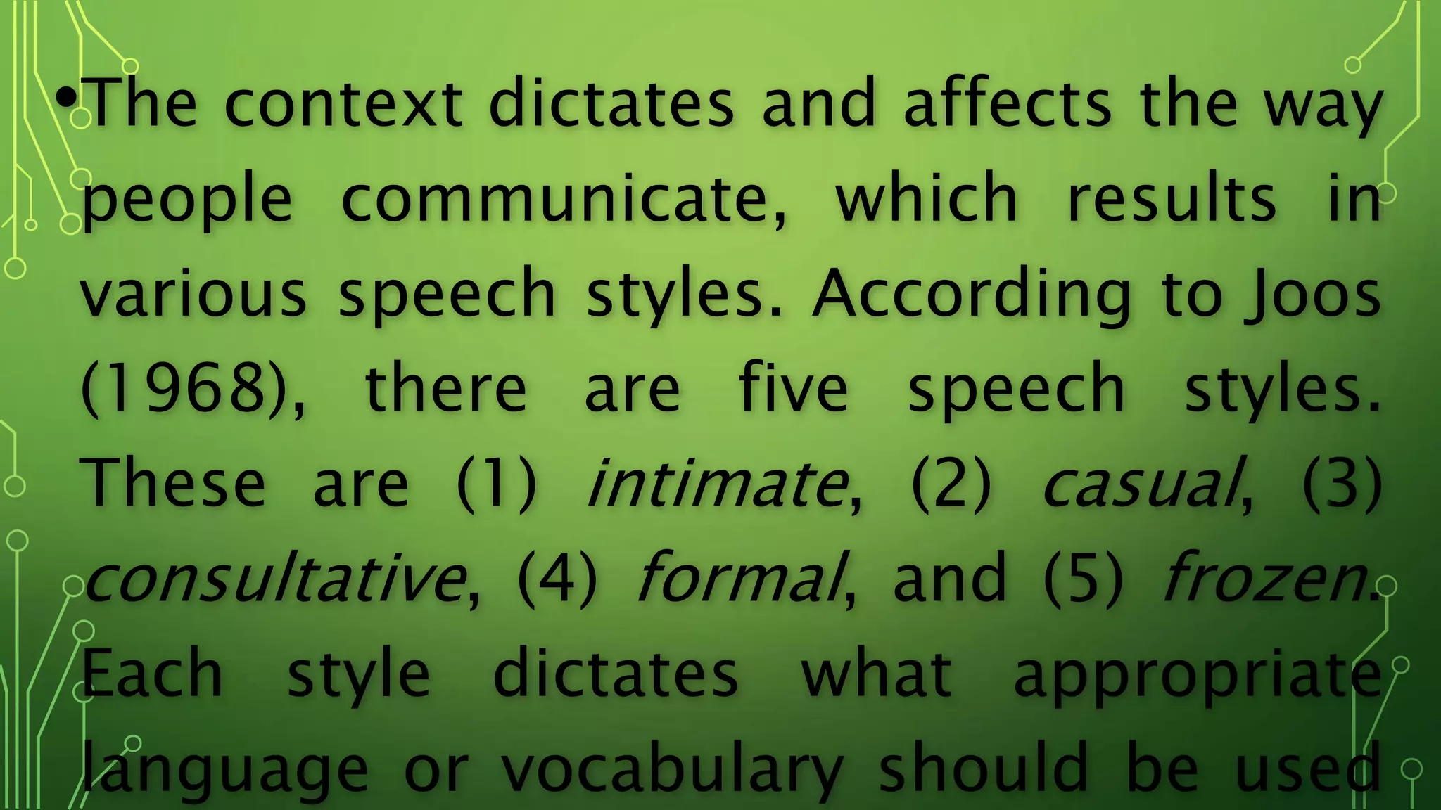 Strategies in various speech situation( speech context&speechstyle) | PPTX