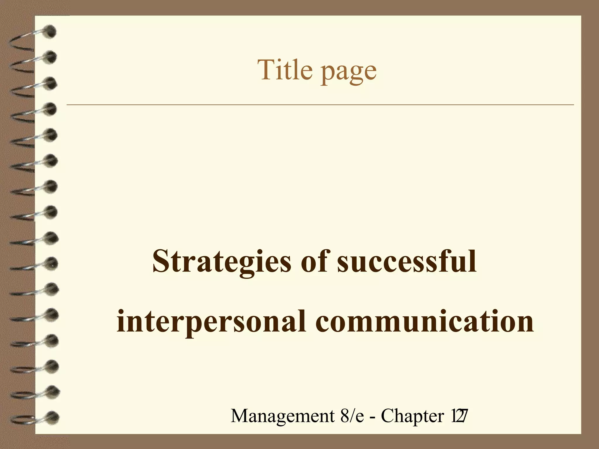 Strategies of successful interpersonal communication | PPT