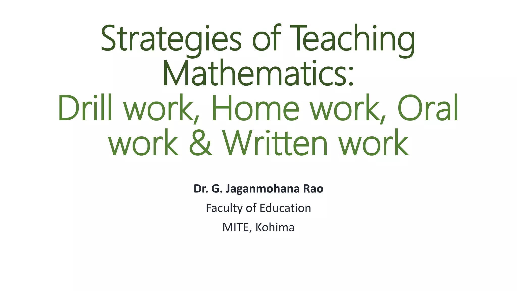 Strategies of Teaching Mathematics | PPTX
