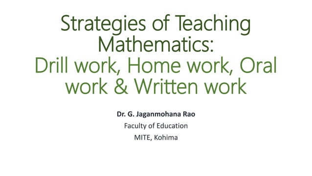 Strategies of Teaching Mathematics | PPTX | Homework and Study | Education