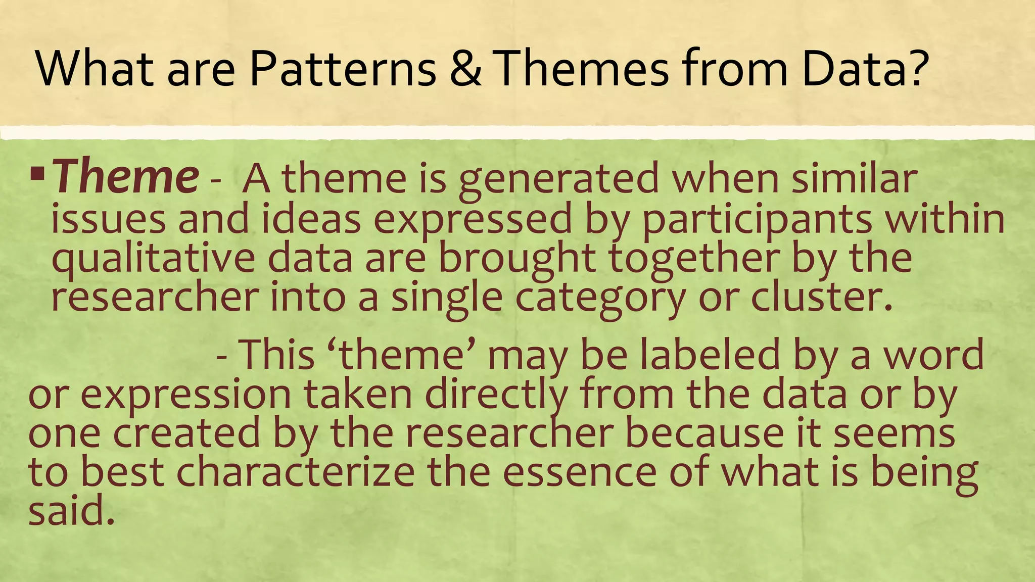 Strategies on How to Infer & Explain Patterns and Themes from Data ...