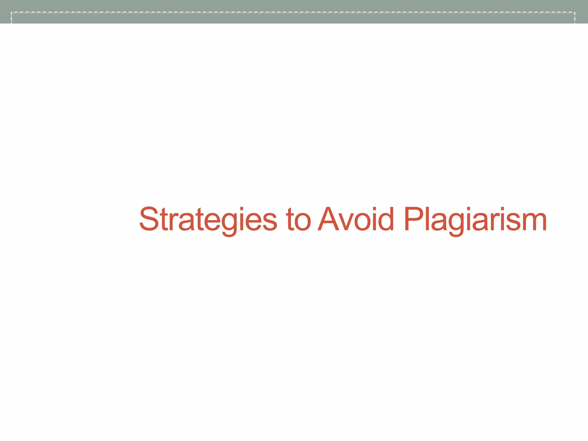 Strategies to Avoid Plagiarism | PPTX
