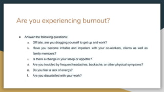 Strategies to deal with burnout | PPT