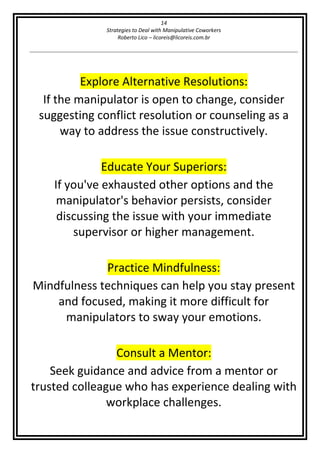 Strategies to Deal with Manipulative Coworkers | PDF