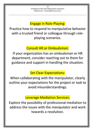 Strategies to Deal with Manipulative Coworkers | PDF