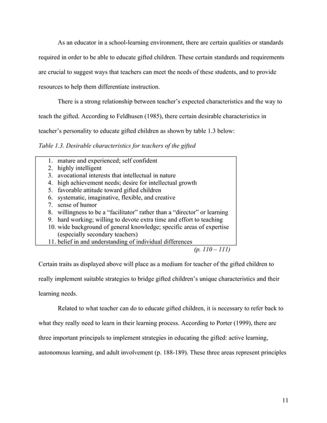 Strategies to educate gifted children | DOC