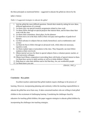Strategies to educate gifted children | DOC