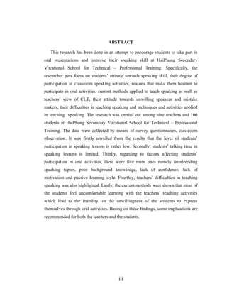 STRATEGIES TO ENCOURAGE STUDENTS TO PARTICIPATE IN ENGLISH SPEAKING ...