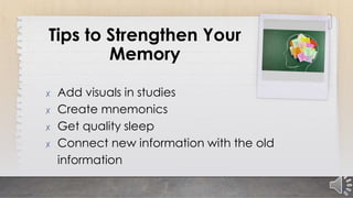 Strategies To Improve Memory For Achieving Academic Excellence | PPT