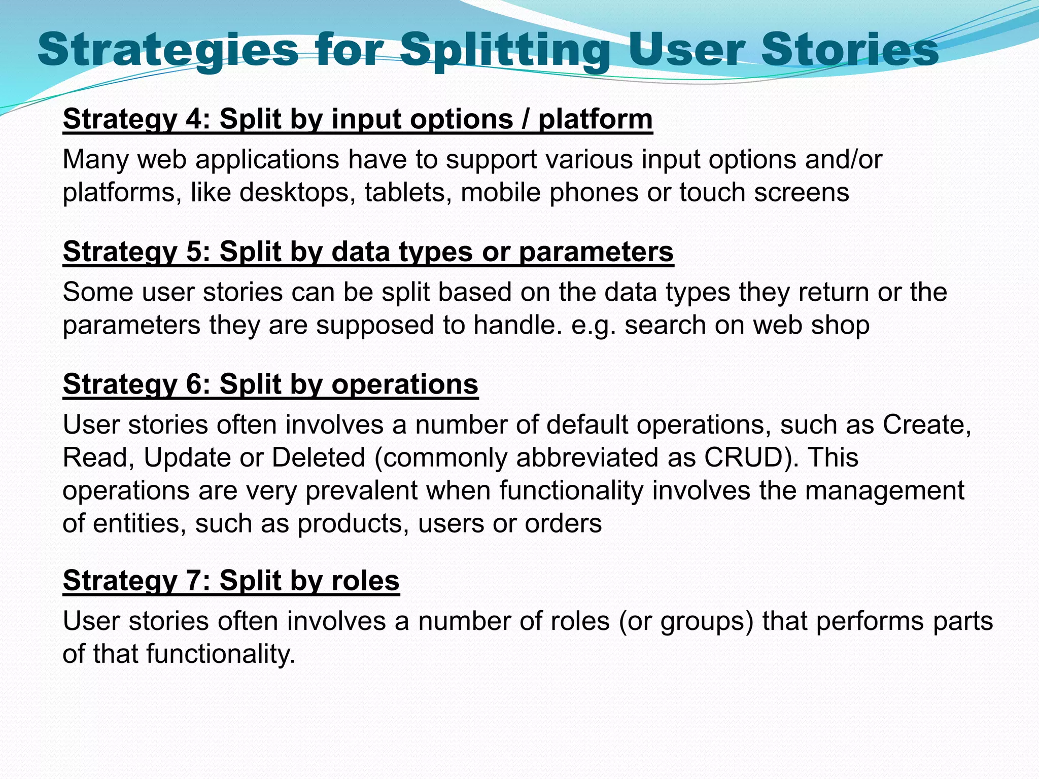 Strategies to split user stories | PPTX