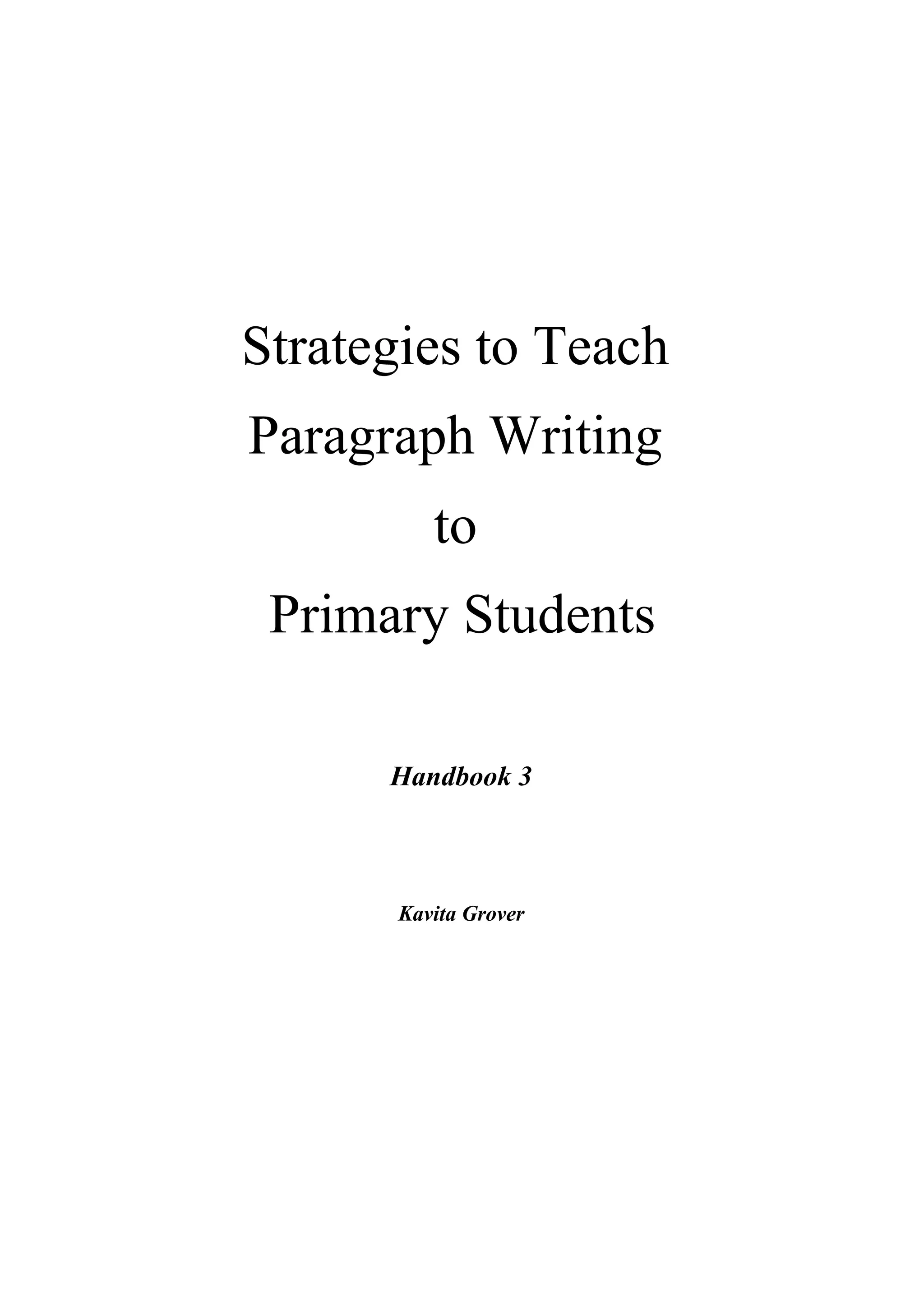 Strategies to teach paragraph writing to primary students. handbook 3 | DOC