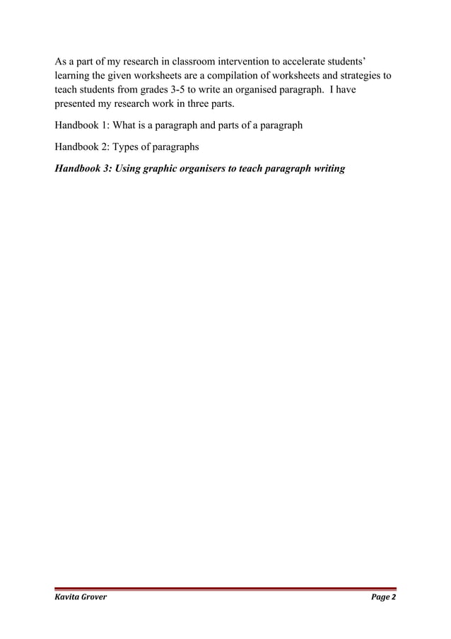 Strategies to teach paragraph writing to primary students. handbook 3 | DOC