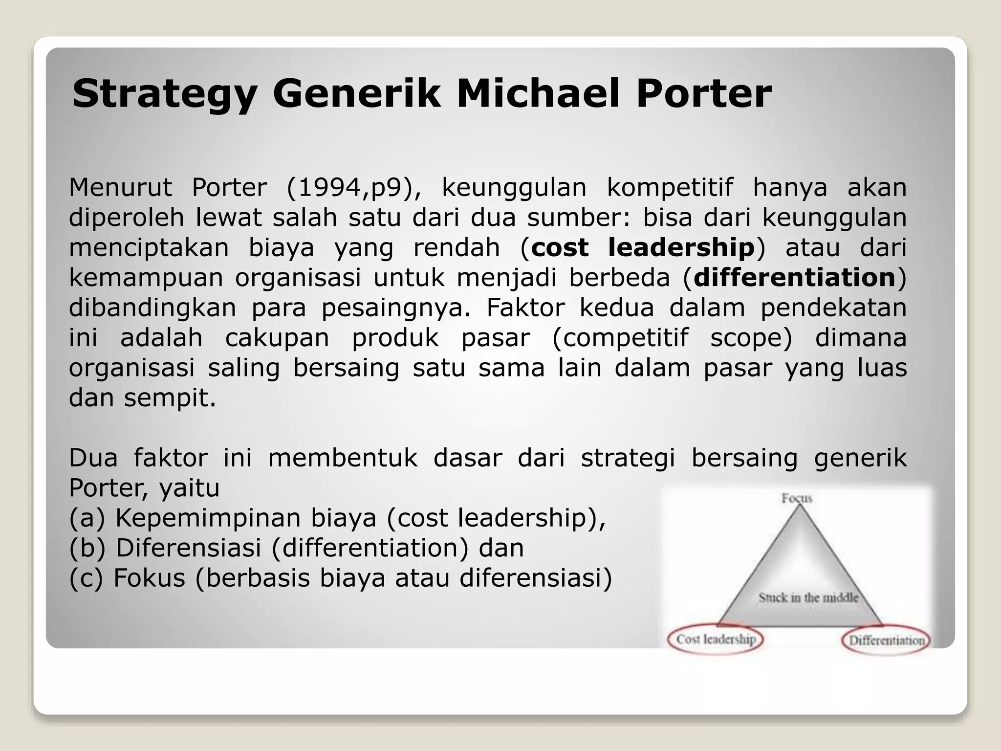 Strategi generik porter | PPTX