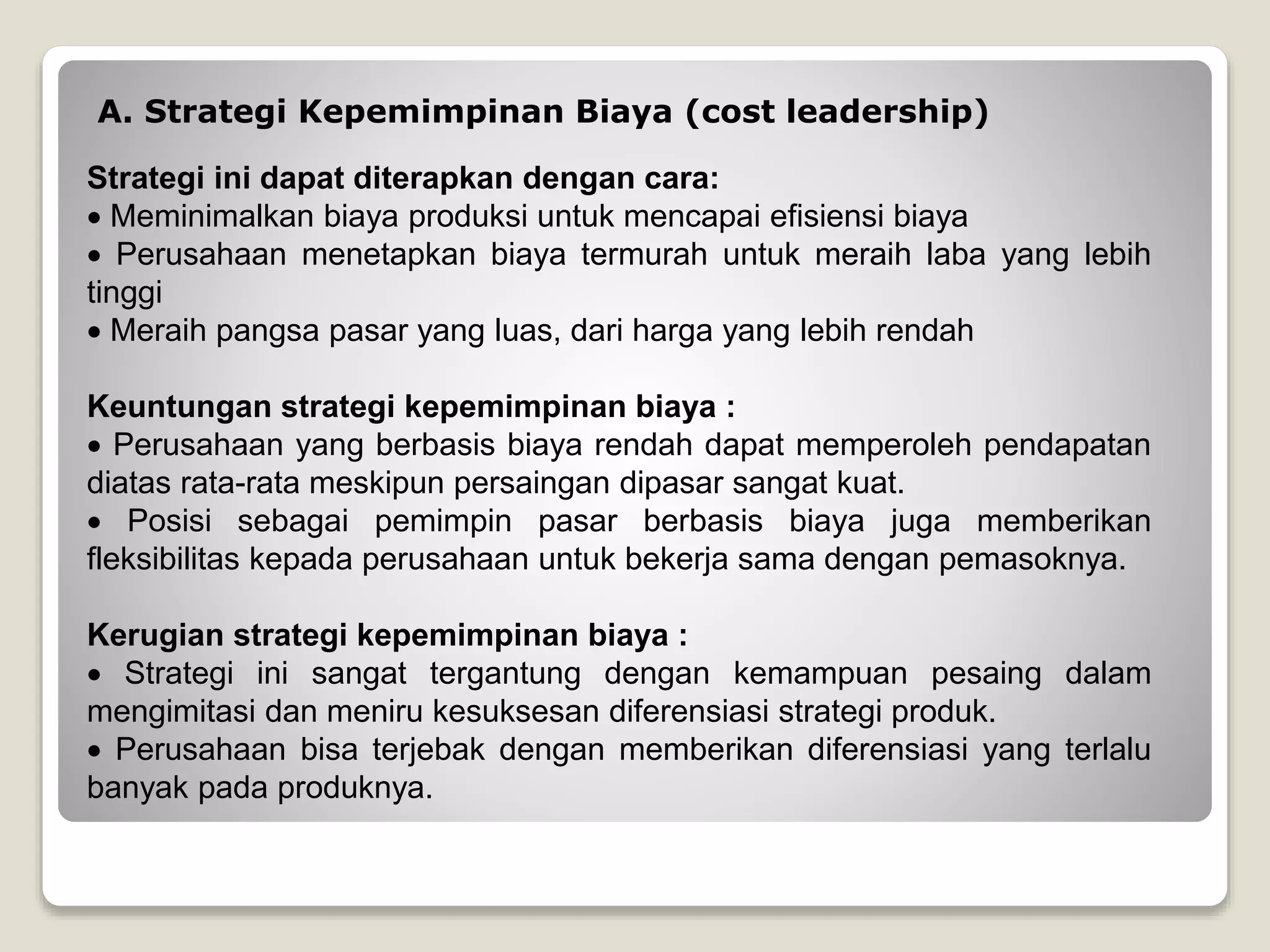 Strategi generik porter | PPTX
