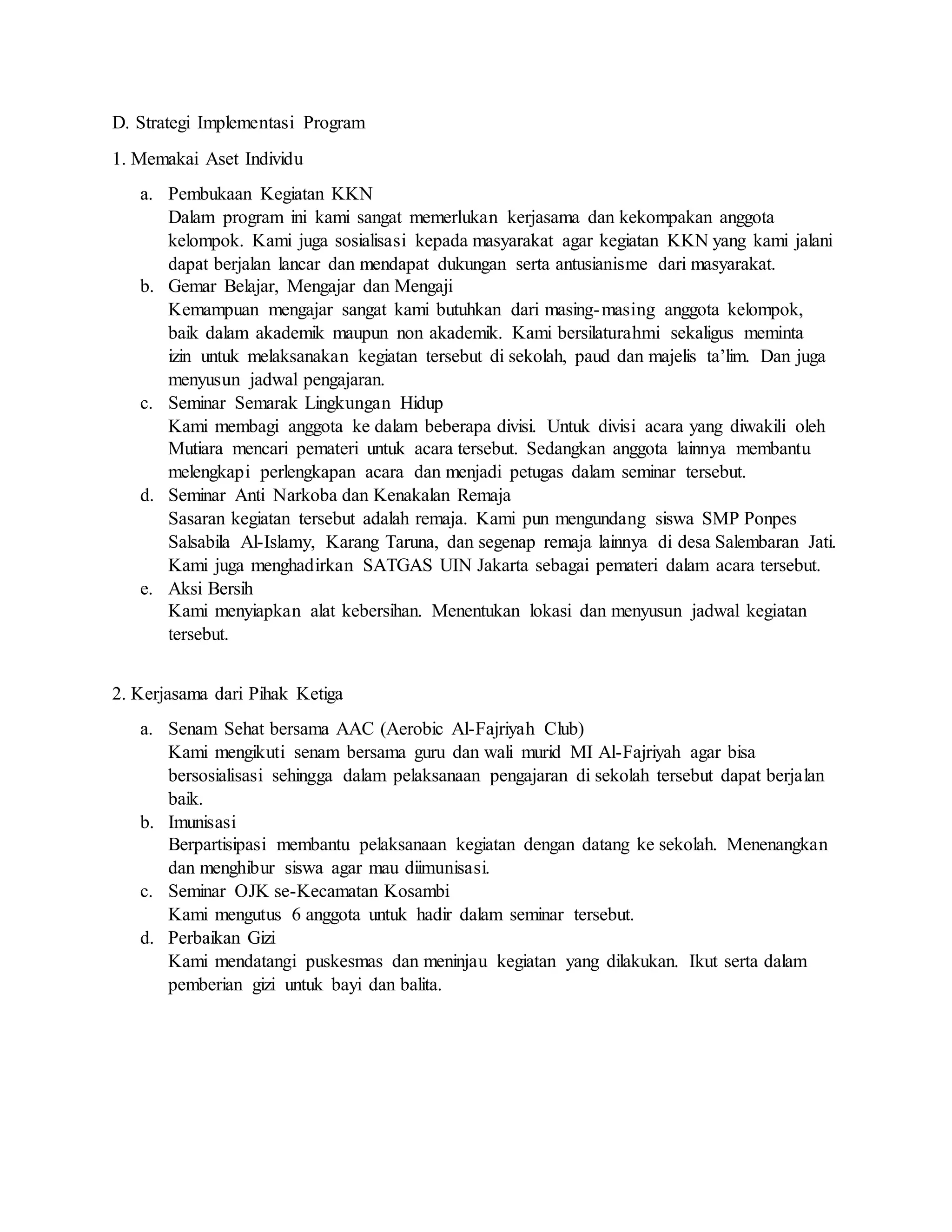 Strategi implementasi program | PDF