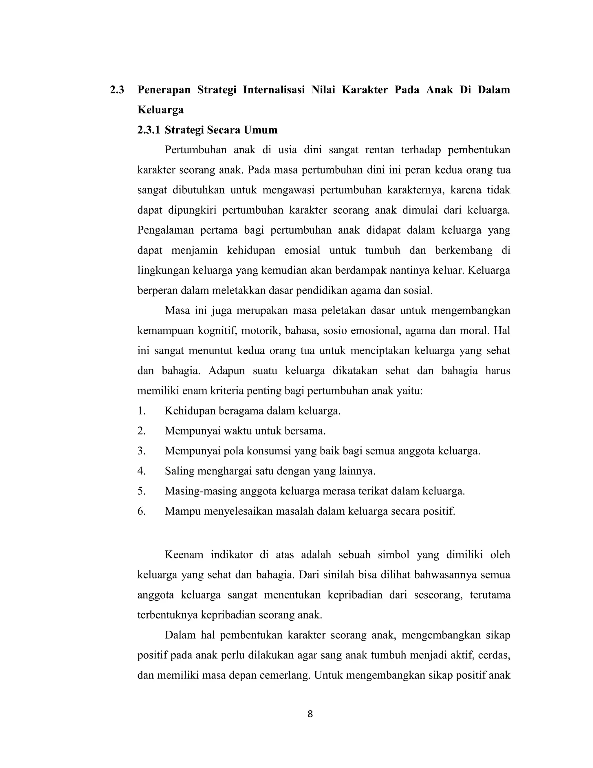 Strategi Internalisasi Nilai Karakter Pada Anak Dalam Keluarga | DOCX