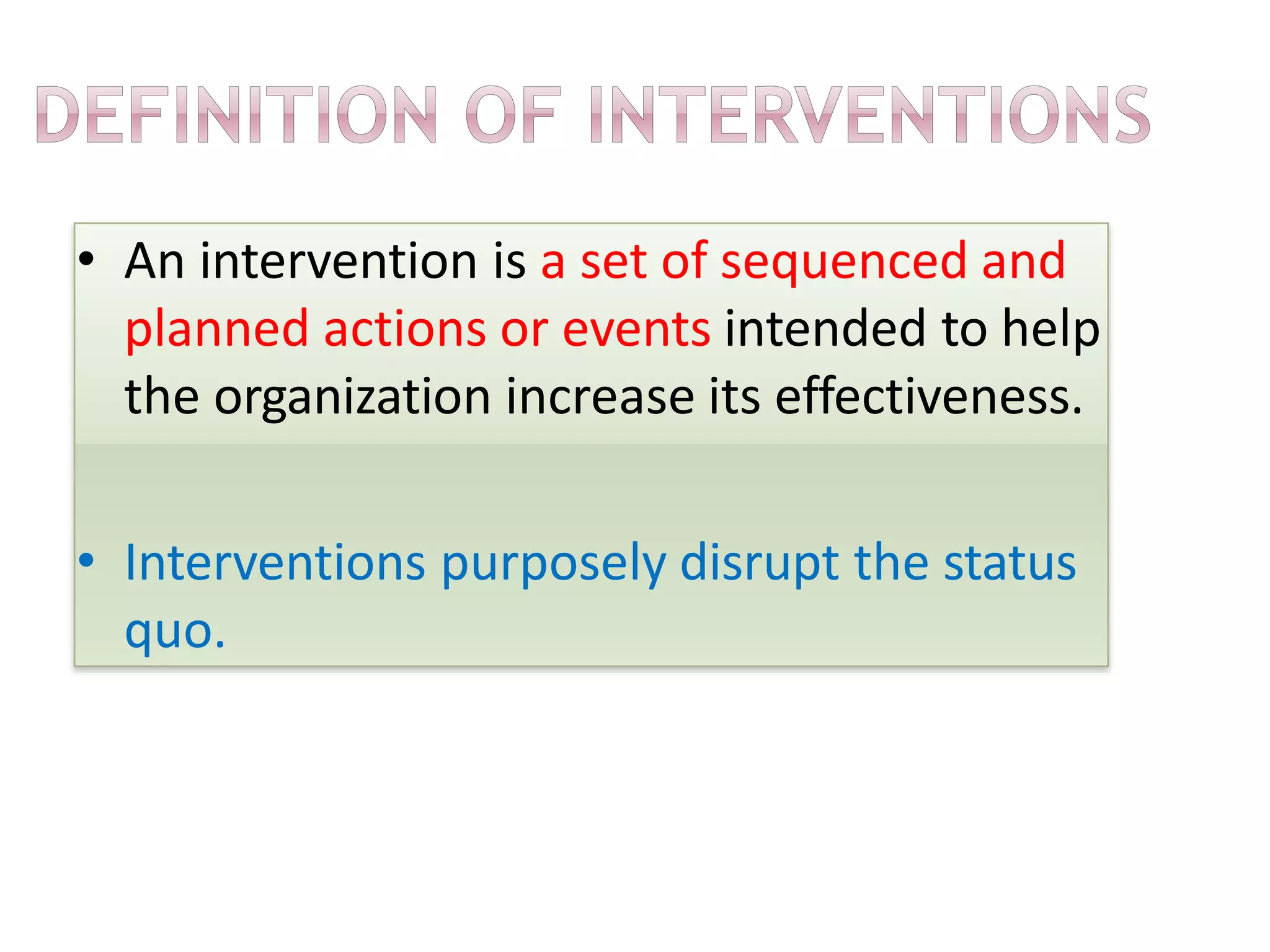 Strategi intervensi pengembangan organisasi | PPTX