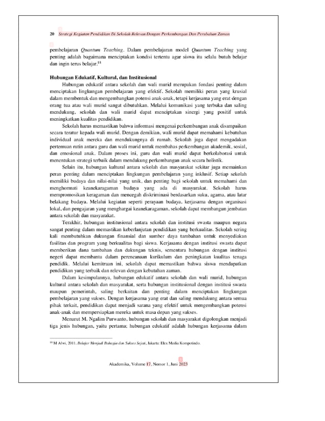 Strategi Kegiatan Pendidikan Di Sekolah Relevan Dengan Perkembangan Dan Perubahan Zaman 1pdf 