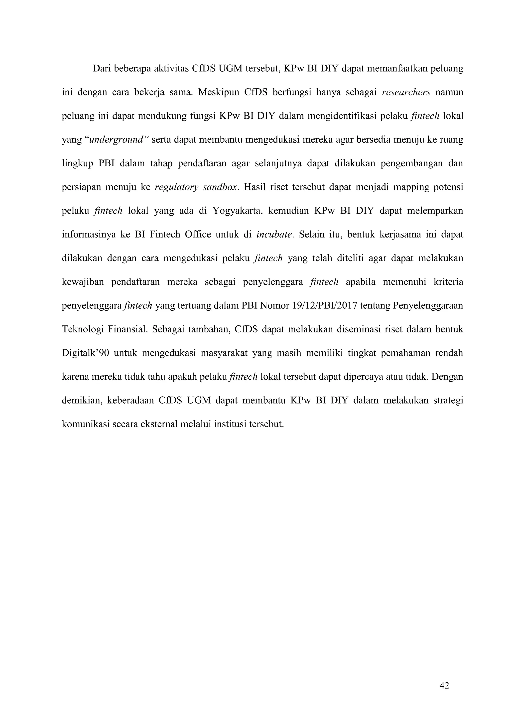 Strategi Komunikasi Kantor Perwakilan Bank Indonesia Daerah Istimewa Yogyakarta dalam Mendorong ...