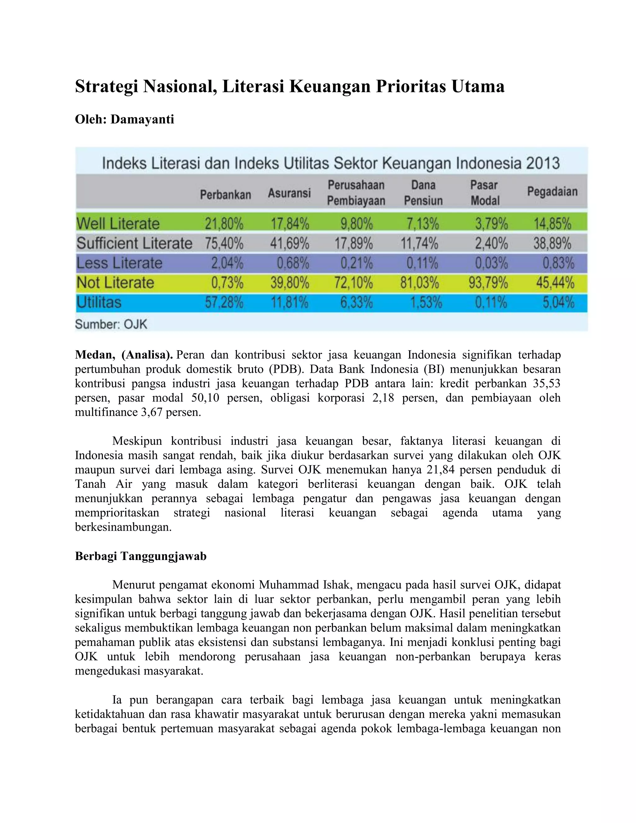 Strategi Nasional, Literasi Keuangan, Prioritas Utama | PDF